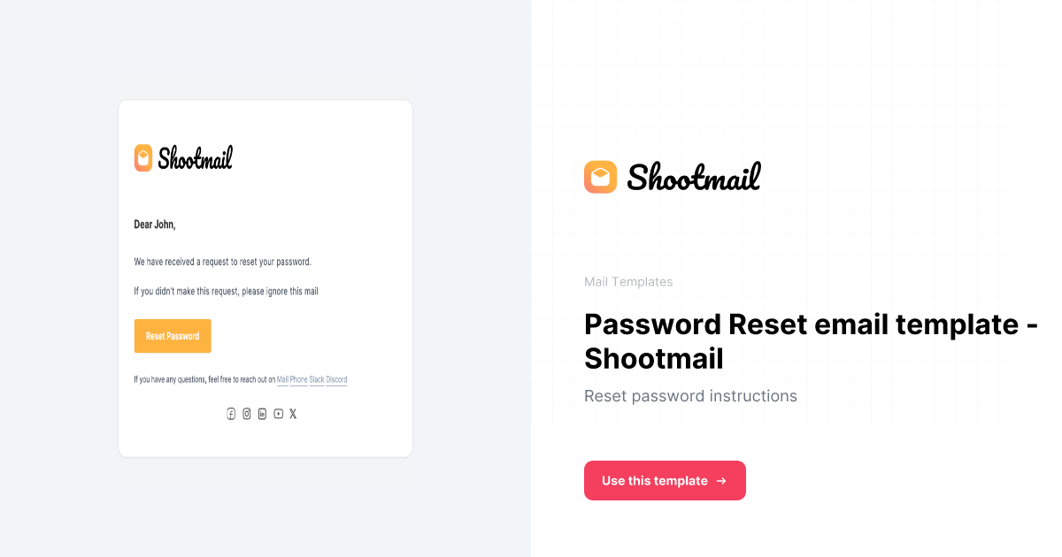 Password Reset Email Template Shootmail